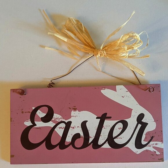 Ashland | Holiday | Nwt Rustic Pink Easter Bunny Sign Farmhouse Spring ...